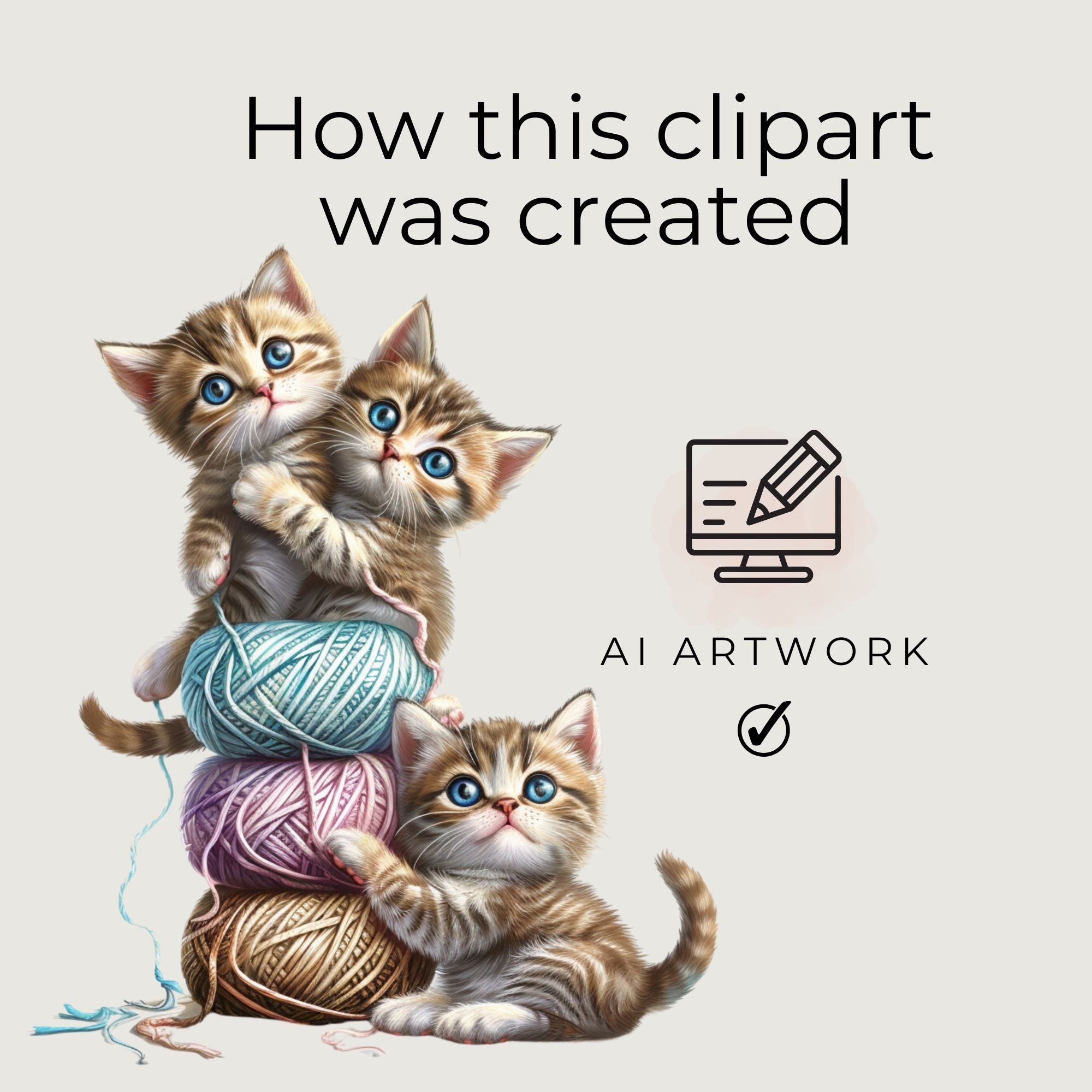 Cats With Yarn Clipart Pack Cat Clipart Cute Graphics Png Cat ...