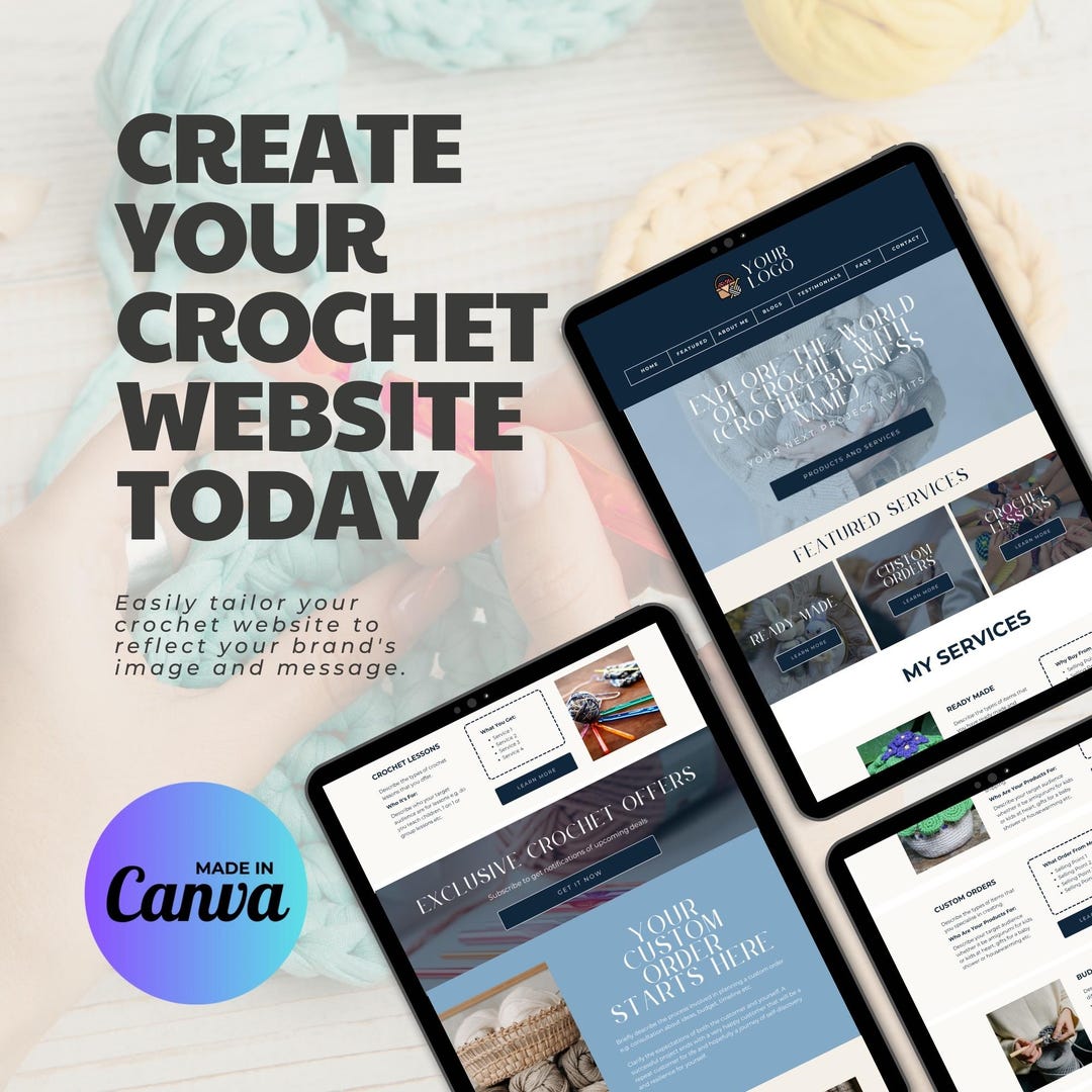 Canva Website Template for Crochet Business - Secret Weapon Edition ...