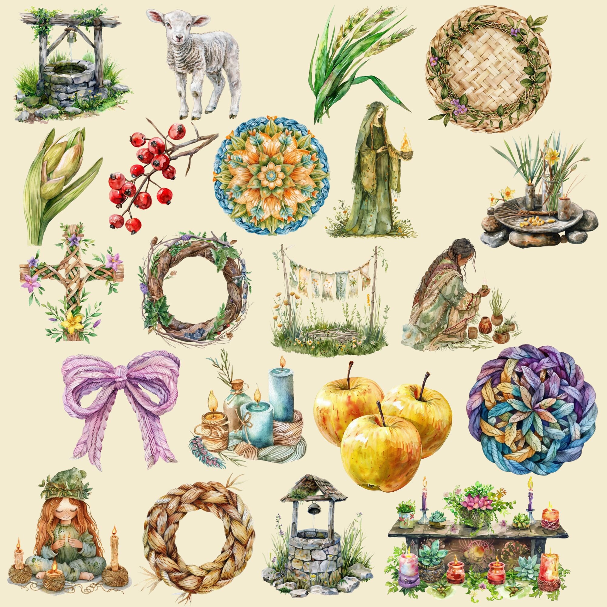 Imbolc With Yarn Clipart Pack | Commercial Use | Pagan Festivals | Pre ...