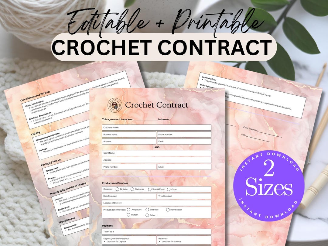 Editable Crochet Contract Form: Custom Order Template (canva PDF) - Etsy
