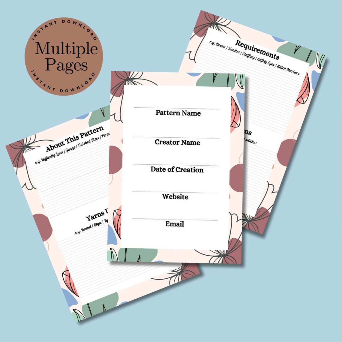PRINTABLE Colourful Crochet Pattern Template | Pdf Download | Project ...