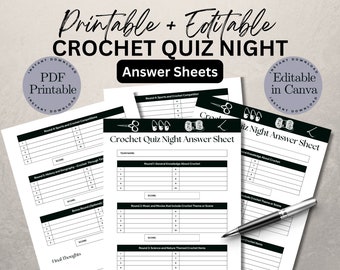 Trivia Quiz Answer Sheet | 4 Rounds 10 Questions With Team Name & Final ...