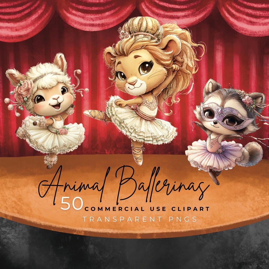 Animal Ballerinas Clipart, Dancing Animals PNG (digital Download) - Etsy