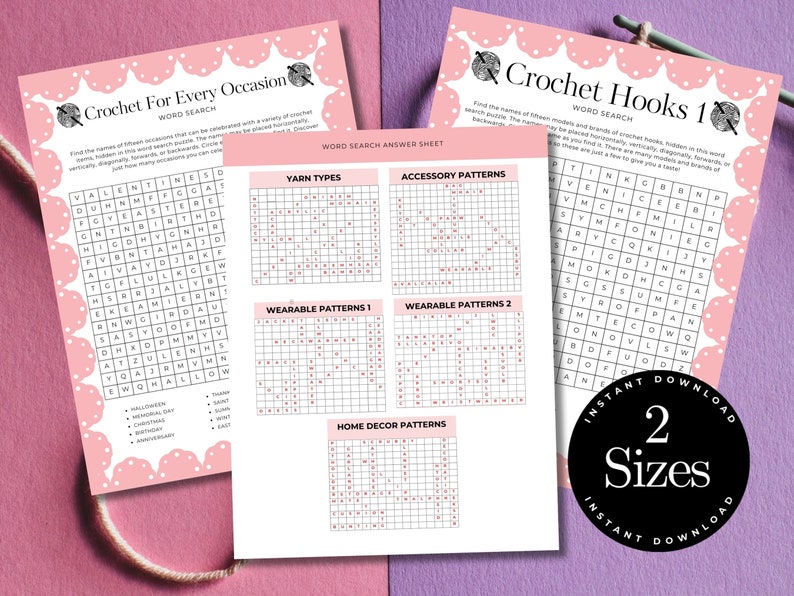 PRINTABLE + EDITABLE Crochet Word Search Sheets - Fancy Edition ...