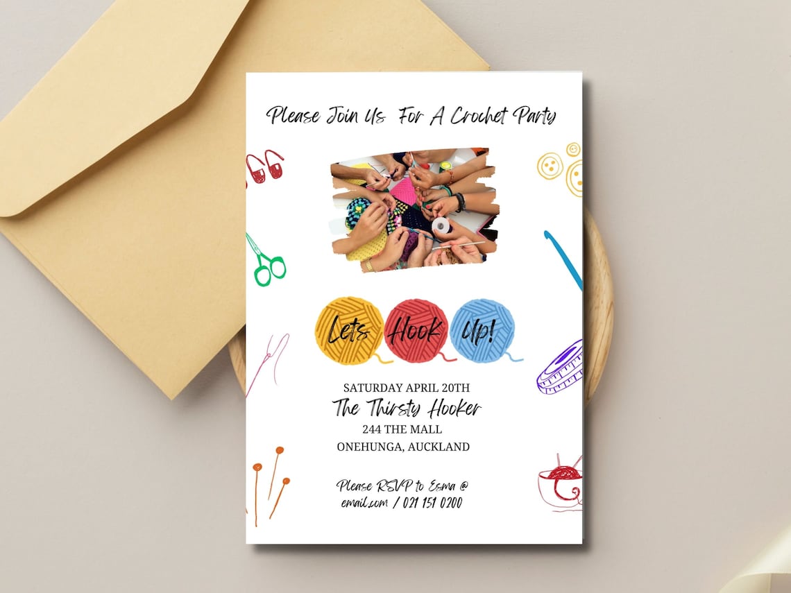 Editable Crochet Party Invitation Template: Printable or Mobile ...