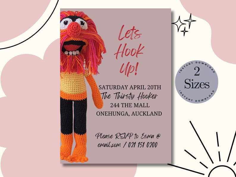 Crochet Party Invitation Template: DIY Printable (digital Download ...