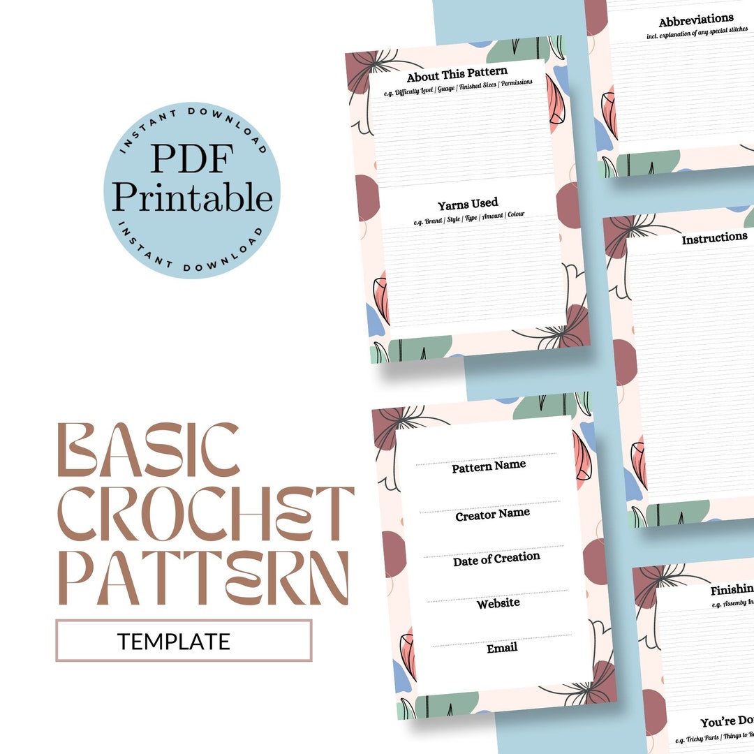 PRINTABLE Colourful Crochet Pattern Template | Pdf Download | Project ...