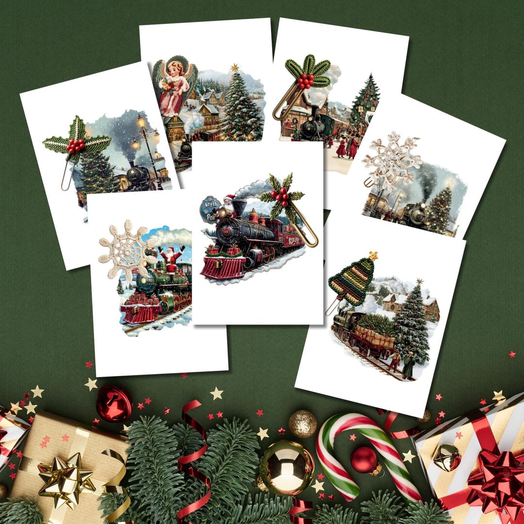 PRINTABLE Christmas Greeting Cards Series 3, Instant Download, 7 ...