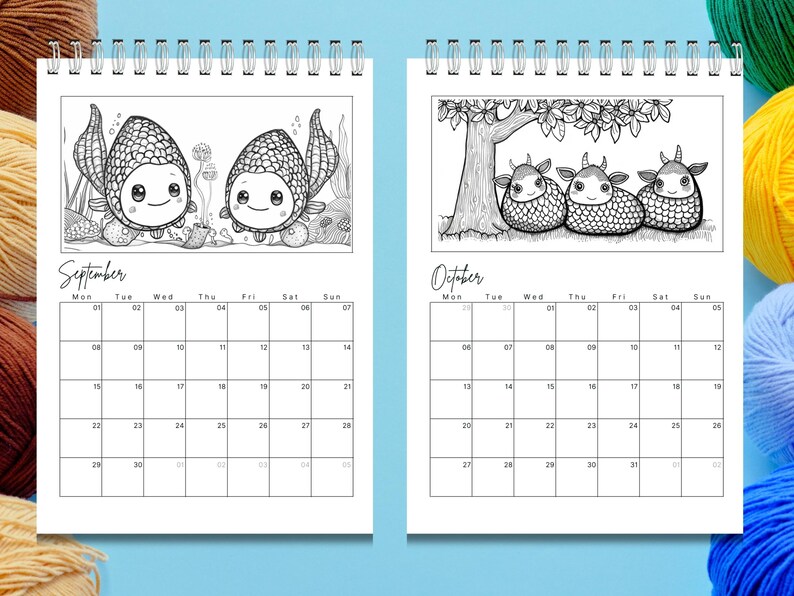PRINTABLE & EDITABLE 2025 Coloring Pages Crochet Calendar, Advent ...