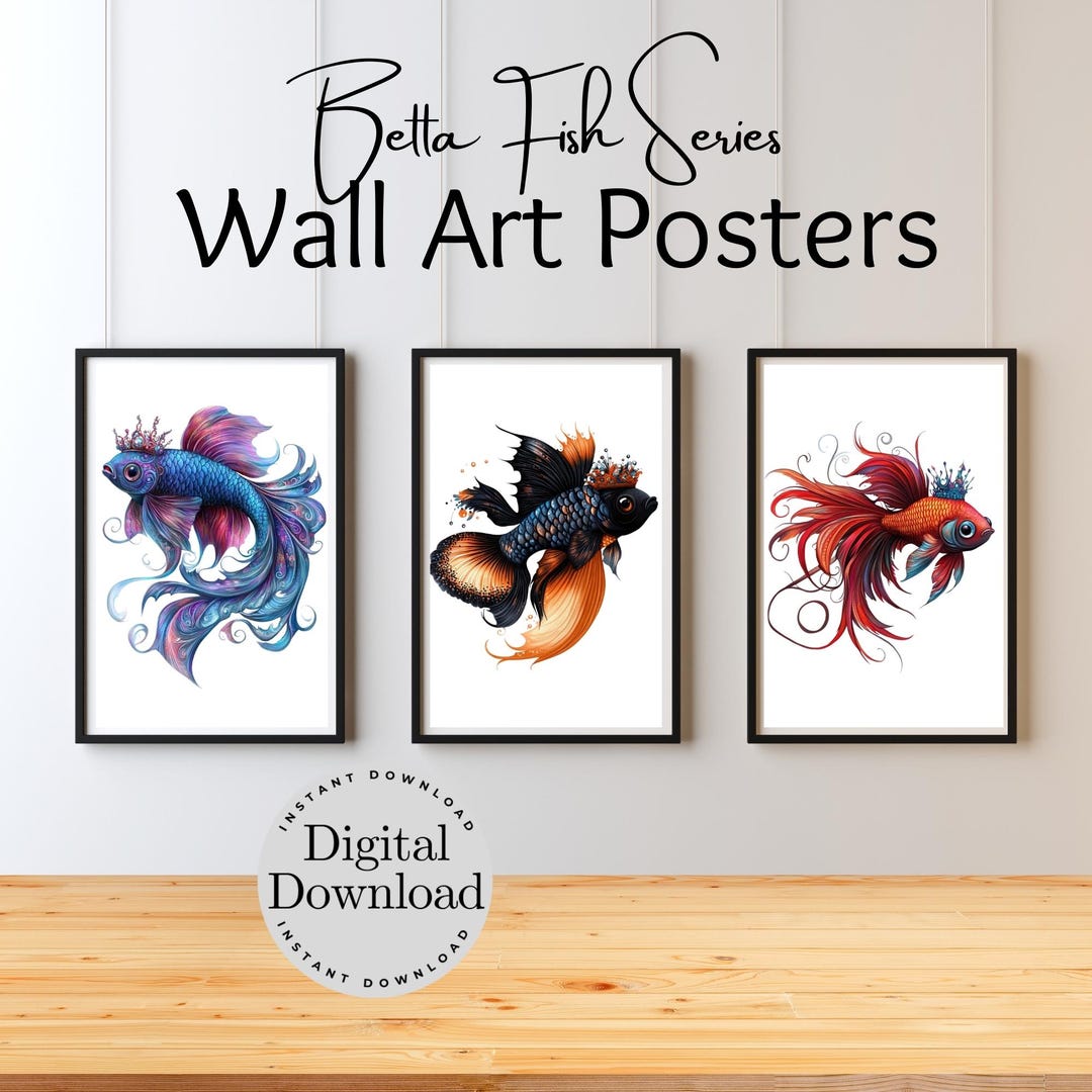 Betta Fish Wall Art Series, Digital Download, Ready to Hang Modern Art ...