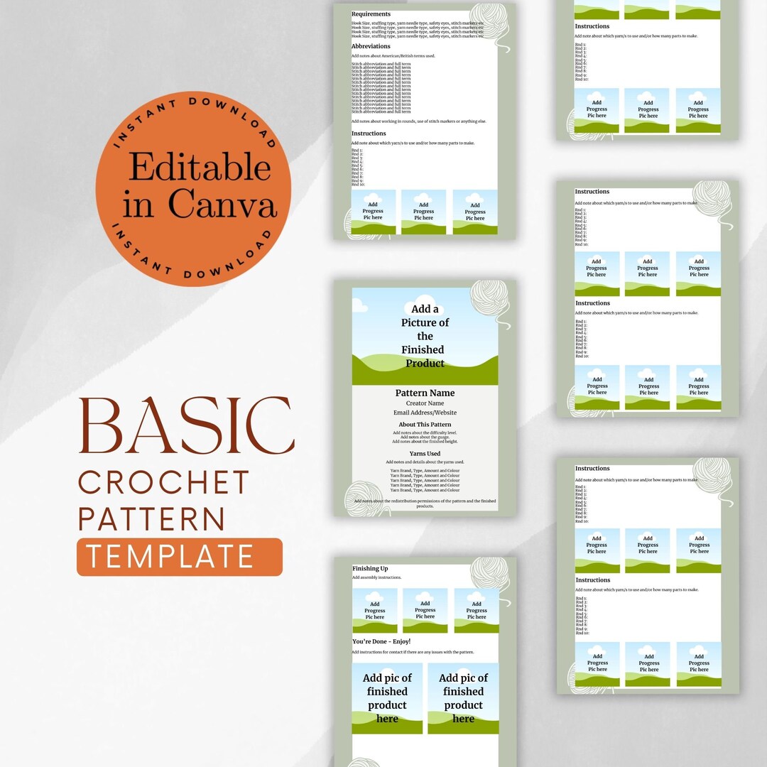 EDITABLE Sage Crochet Pattern Template | for Crochet Businesses | Pattern Workbook Template ...
