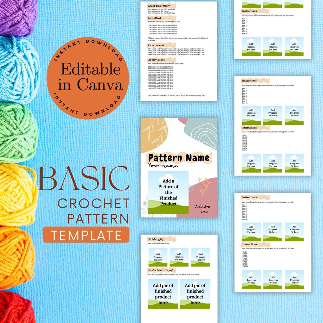 EDITABLE Pastel Crochet Pattern Template | for Crochet Businesses ...