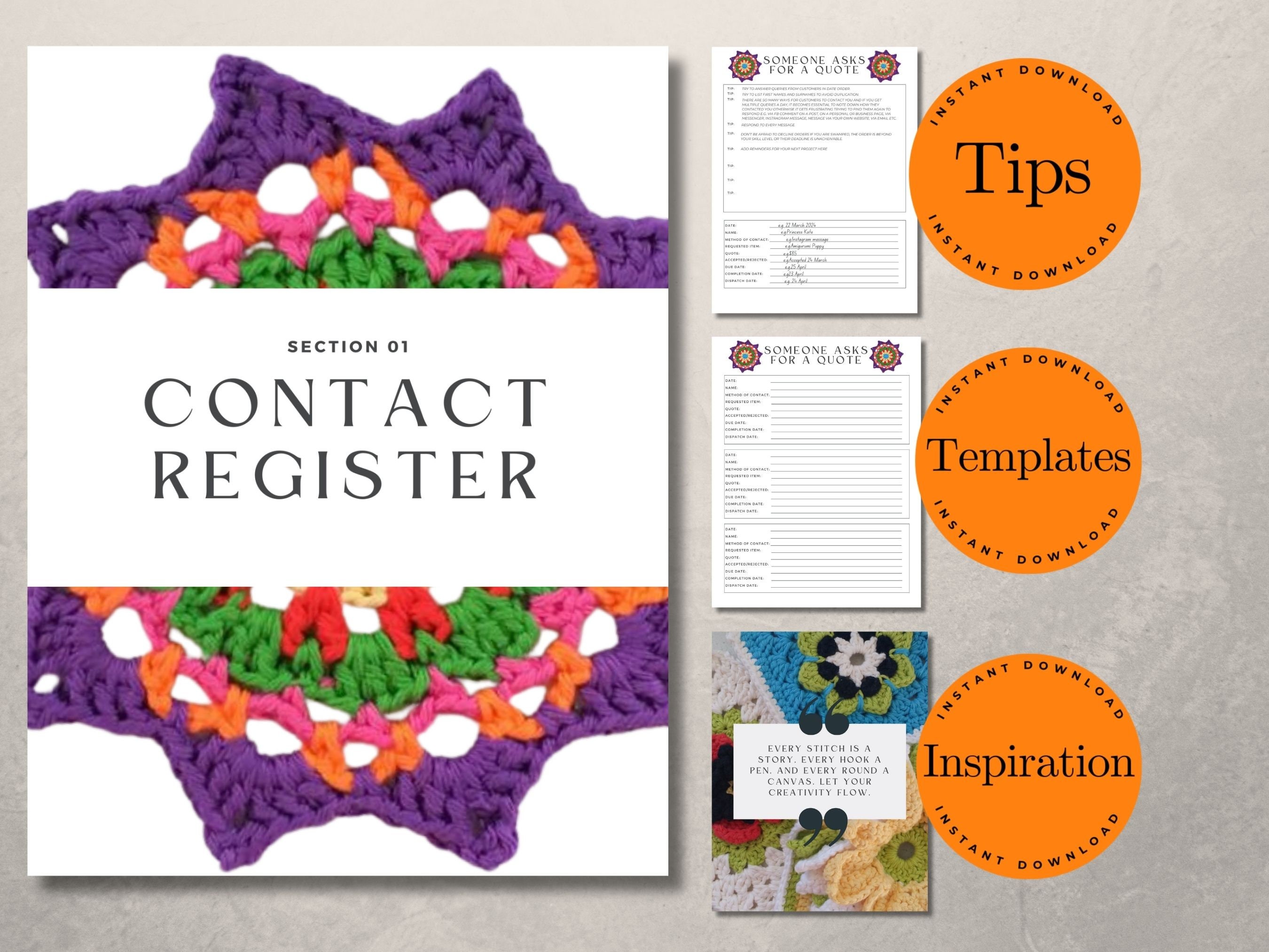 PRINTABLE Crochet Projects Planner for Small Businesses Editable Template Inventory Management ...