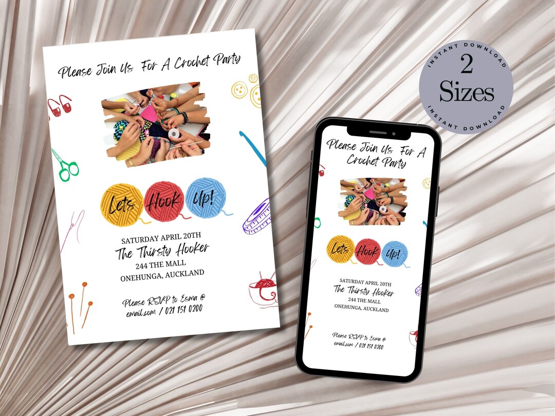 Editable Crochet Party Invitation Template: Printable or Mobile ...