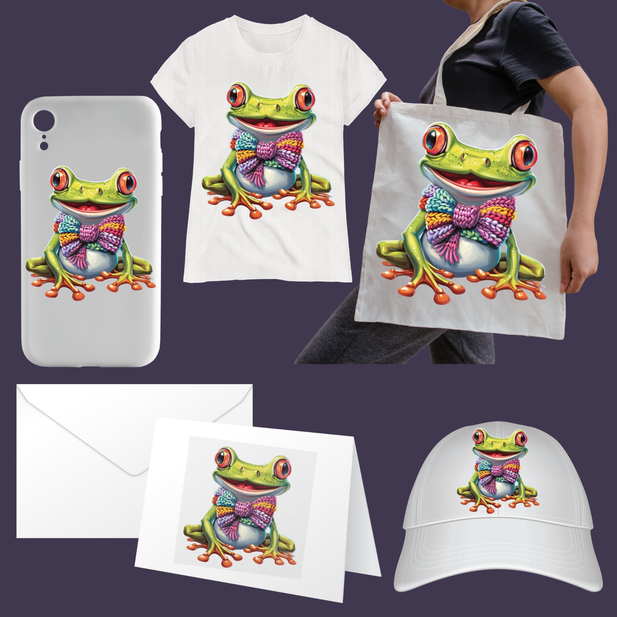 Frogs With Yarn Clipart Pack Digital Download | Cute Frogs | Baby ...