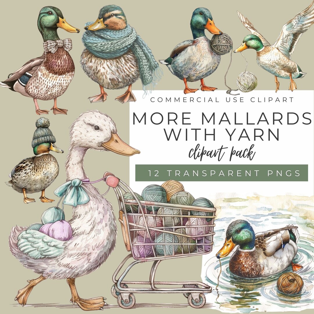 More Mallards With Yarn Clipart Pack | Mallard Duck Clipart | Card ...