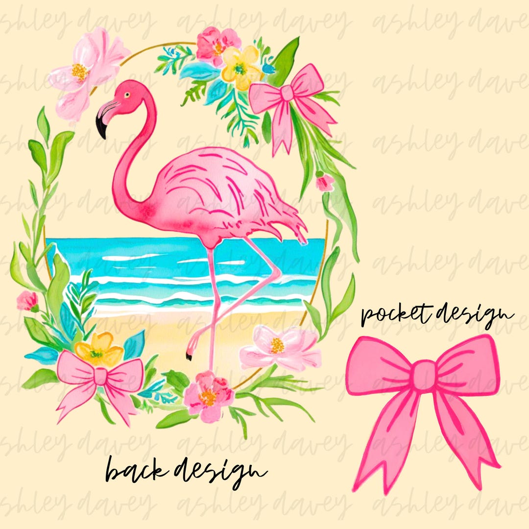 Preppy Flamingo PNG Digital Design Girly Preppy Trendy Pocket and Back ...