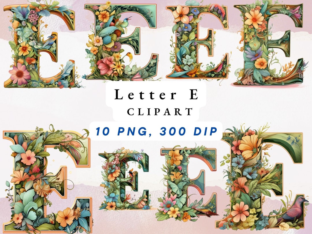 Letter E Clipart,10 High Quality Pngs, Nursery Art, Instant Digital ...