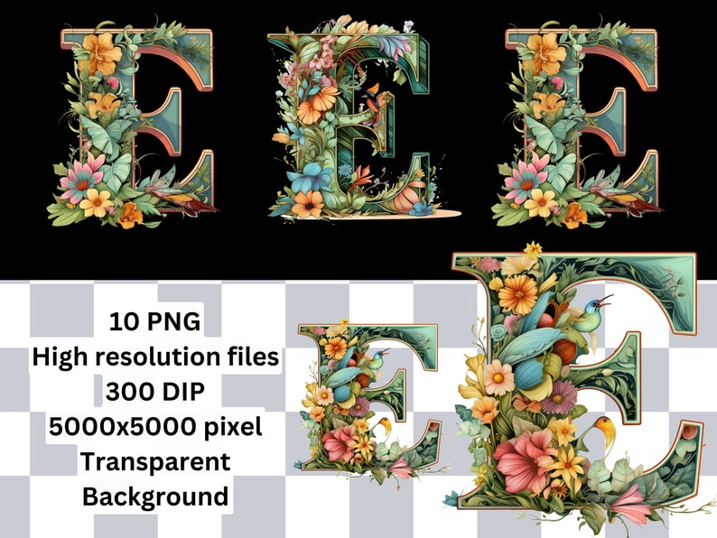 Letter E Clipart,10 High Quality Pngs, Nursery Art, Instant Digital ...