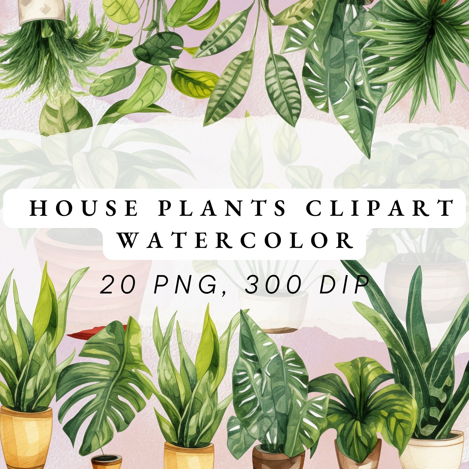 House Plants Clipart Water Color, Home Indoor Plants,20 High Quality ...