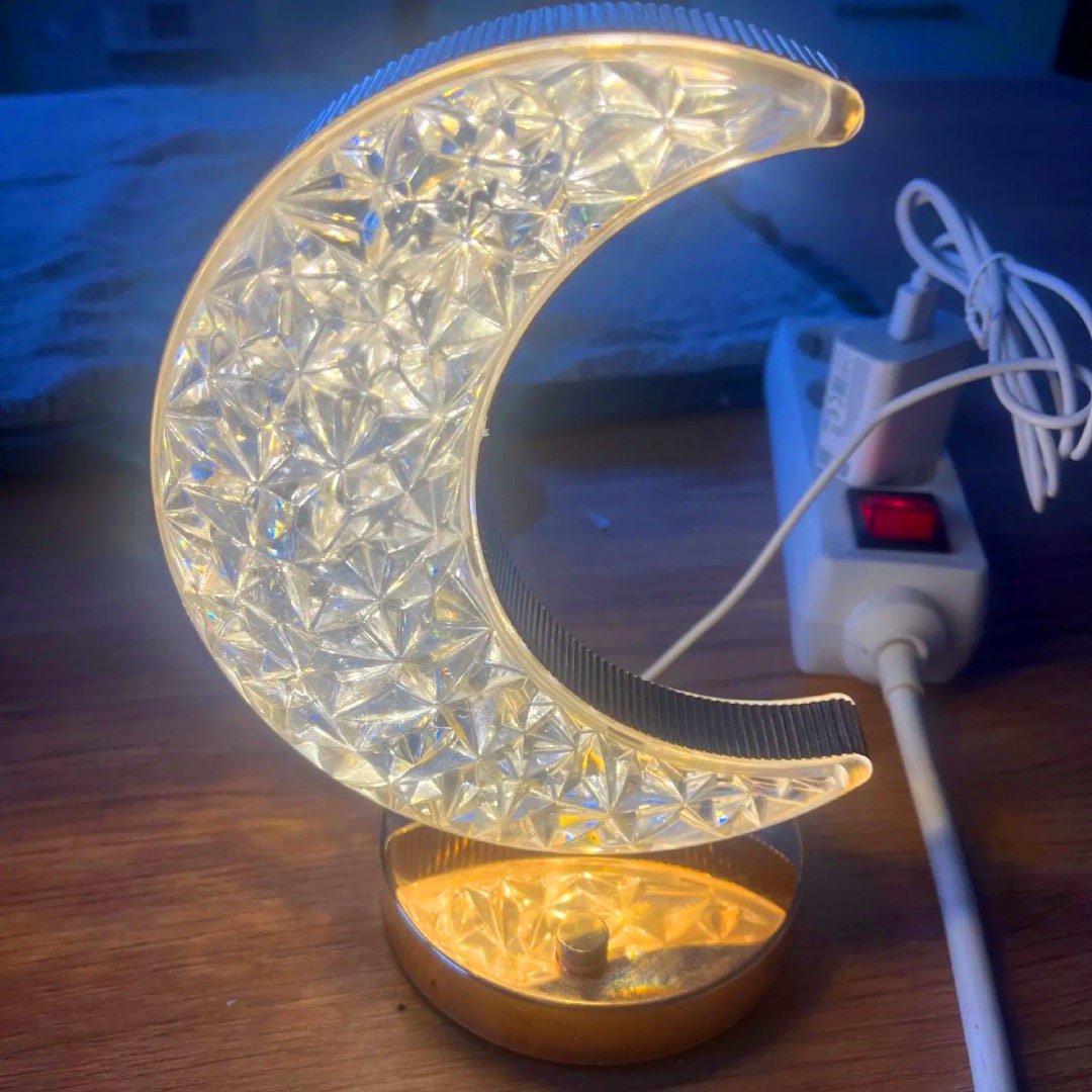 Crystal Moon Lamp LED Ambient Night Light, Bedroom Gift, Touch Dimming ...