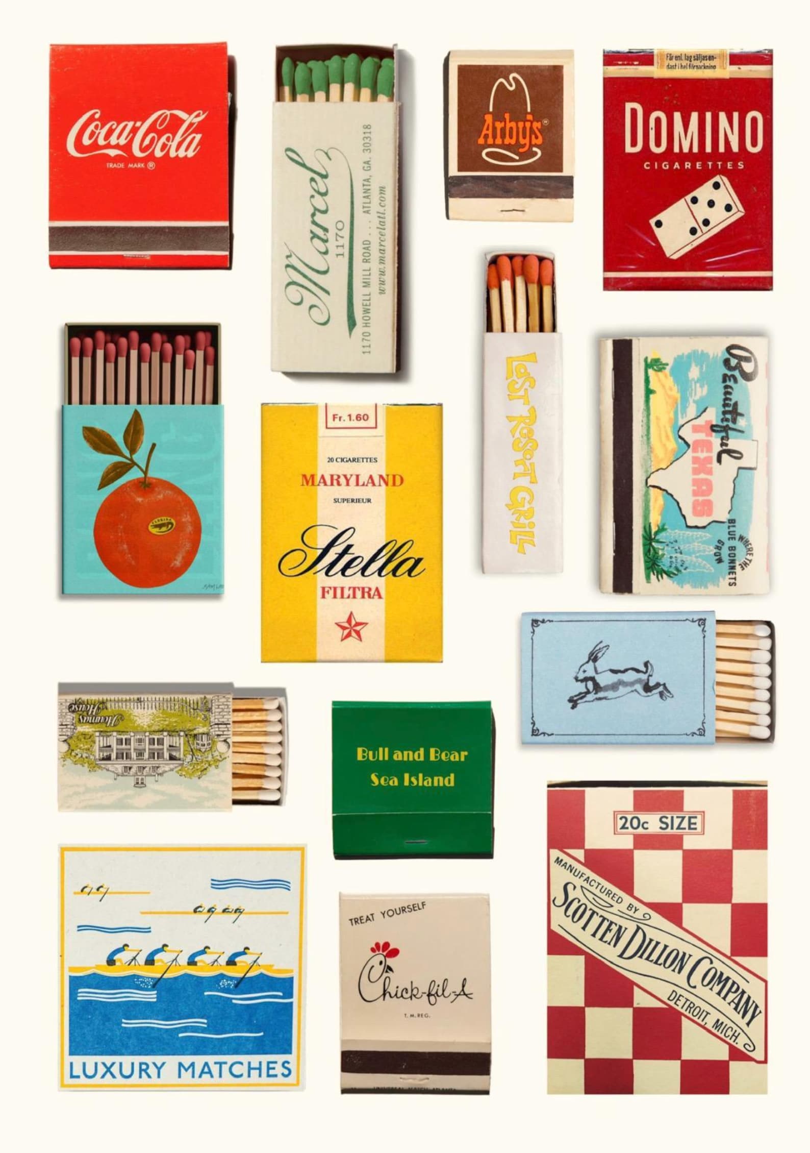 Vintage Matchbook Collage Digital Print | Retro Ephemera Wall Art | Mid ...