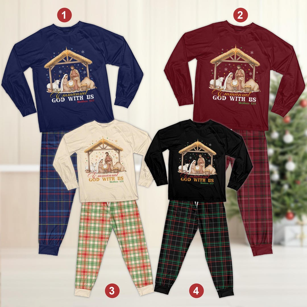 Emmanuel God With Us Christmas Pajamas, Christian Christmas Pajamas ...
