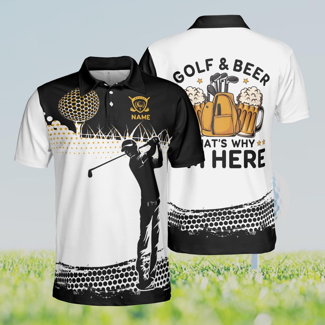 Custom Name Golf and Beer Polo, Personalized Beer Golf Lover Men Women ...
