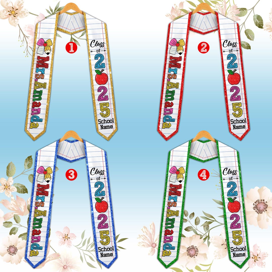 Faux Glitter Custom Teacher Graduation Stole, Personalized Future ...