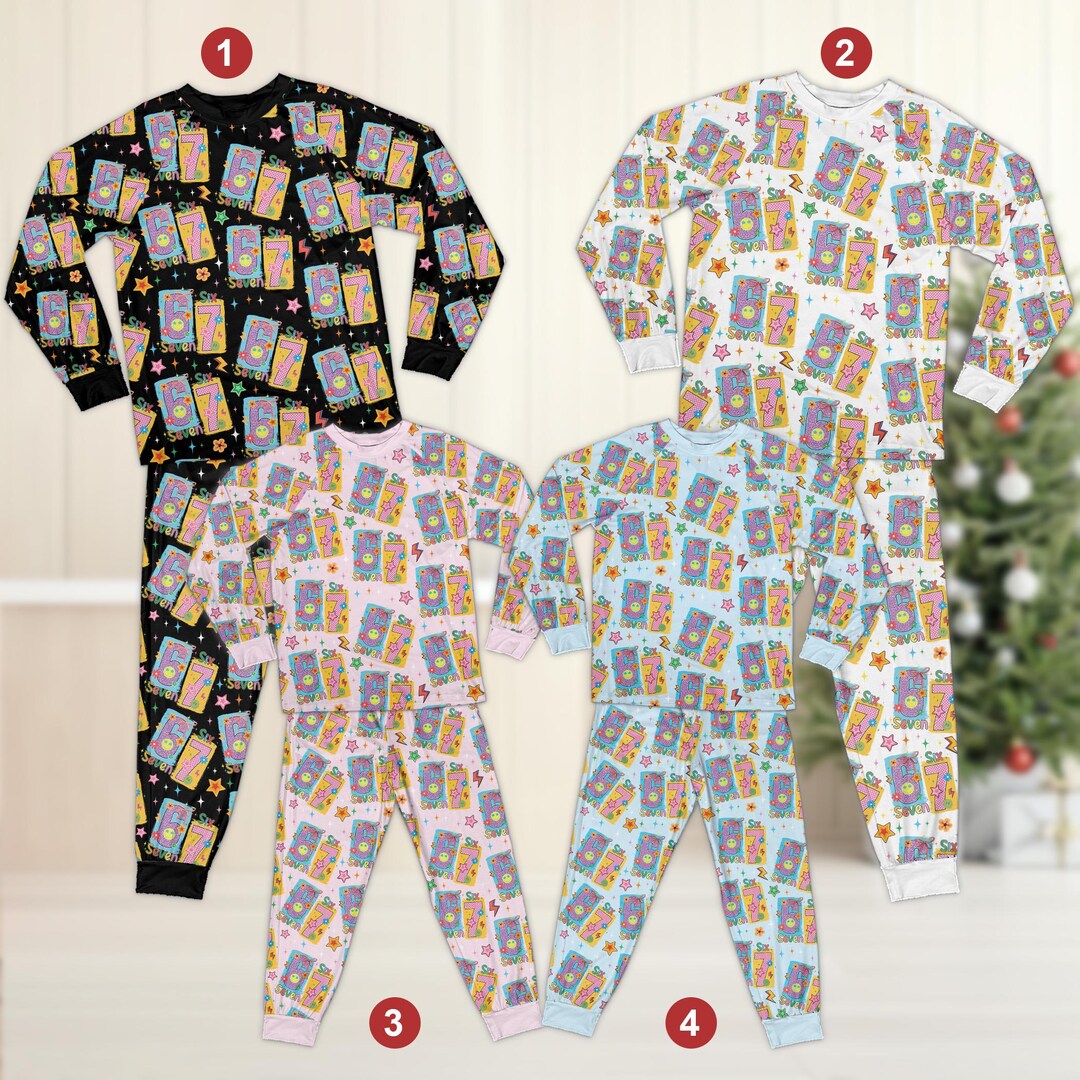 Coquette Six Seven Pajamas Set, Viral 6 7 Meme Pajama Set, Trending ...