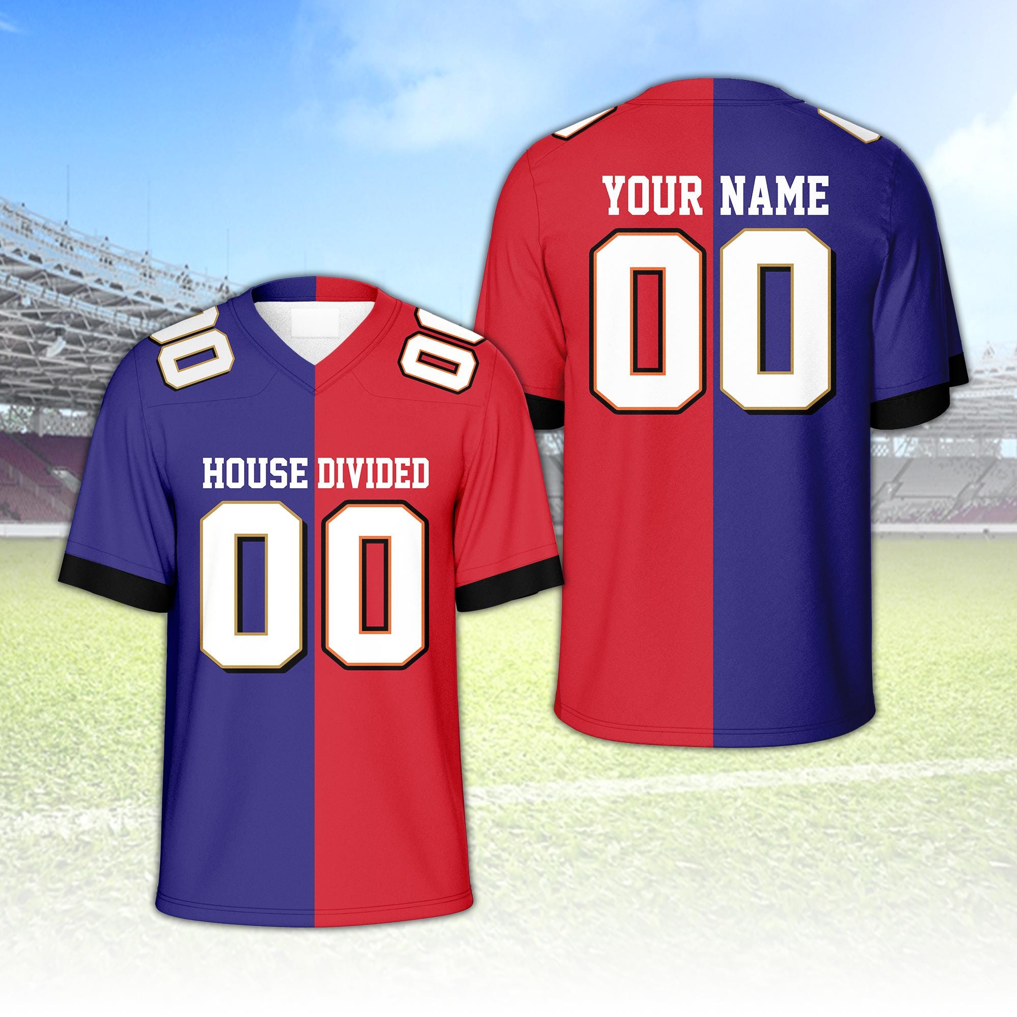 Personalized Split Football Team Jersey, House Divided Football Jersey ...