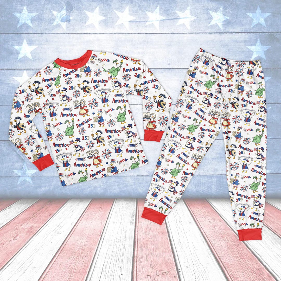 Funny Silly Goose America 250 Pajamas Set, 1776–2026 Patriotic Goose ...