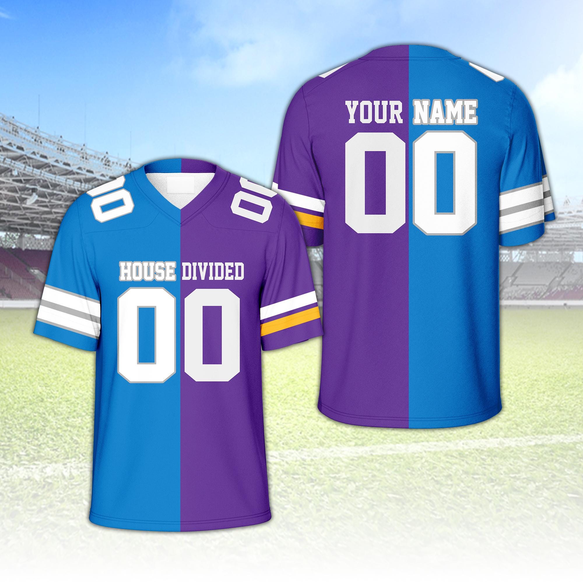 Personalized Split Football Team Jersey, House Divided Football Jersey ...