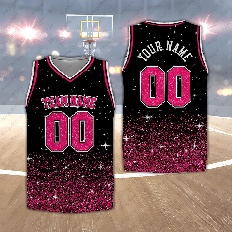 Personalized Glitter Basketball Jersey, Custom Name, Team Name, Number ...