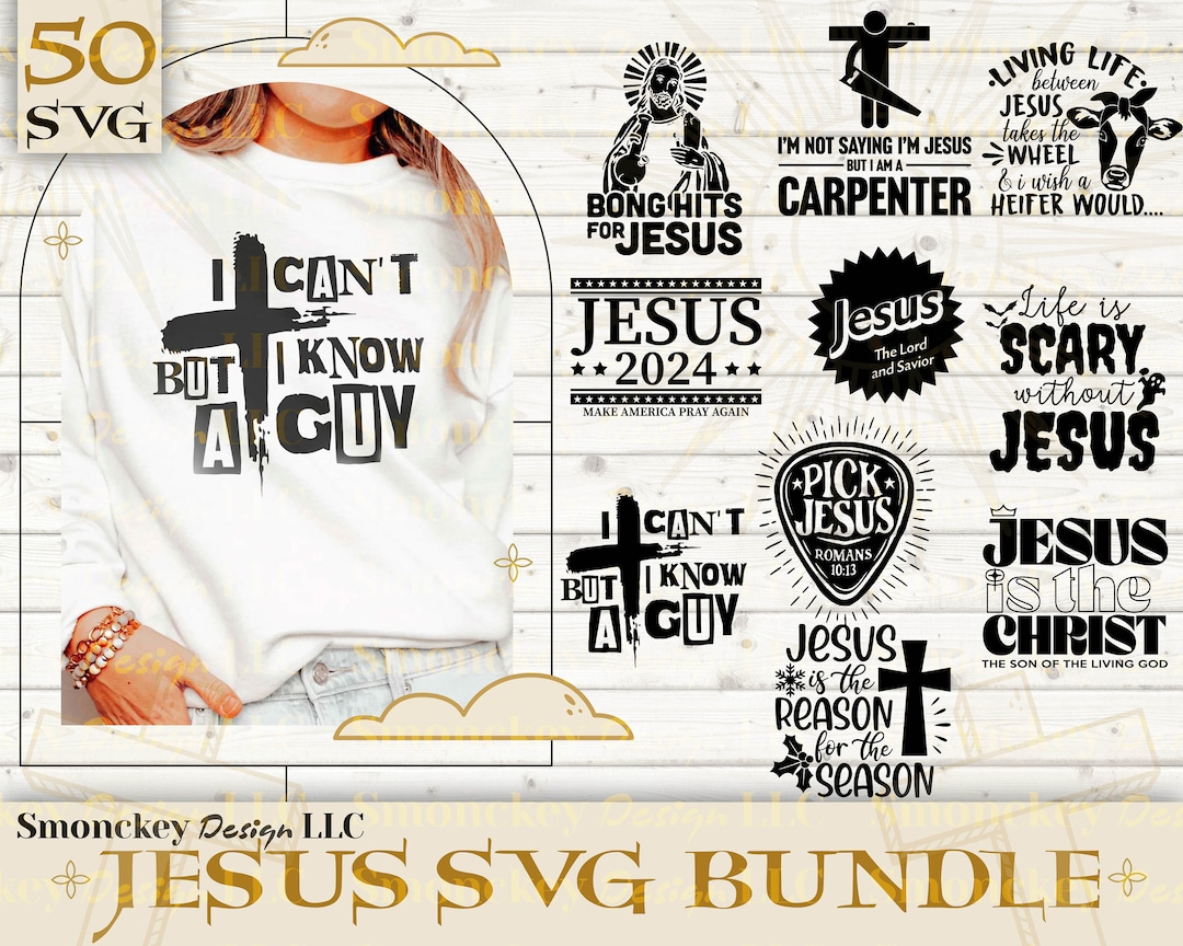 50 Svg Jesus Christian Bundle Funny Jesus Svg, I Saw That Svg, Funny ...