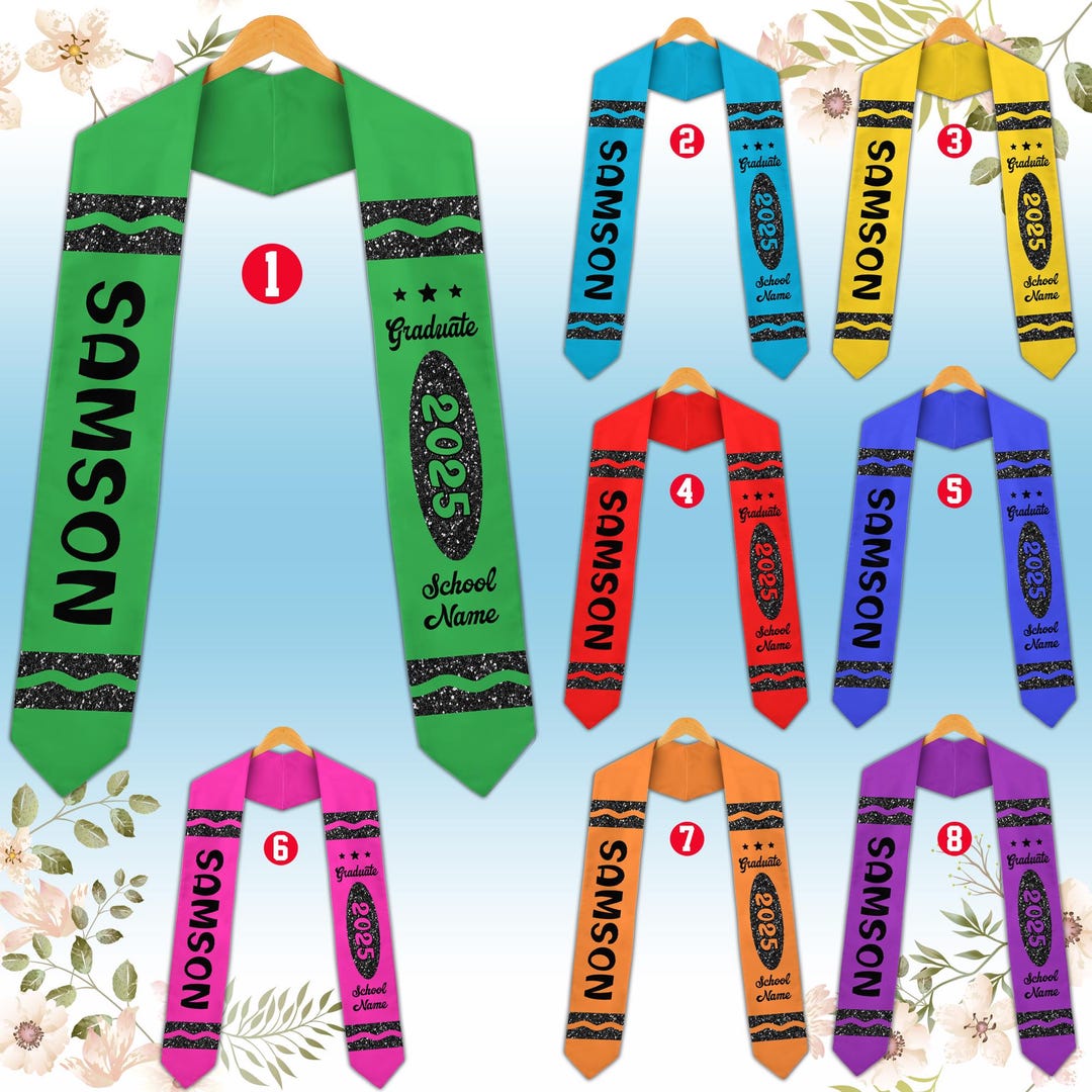 Faux Glitter Teacher Graduation Crayon Stole, Future Teacher Stole ...