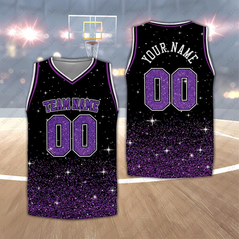 Personalized Glitter Basketball Jersey, Custom Name, Team Name, Number ...