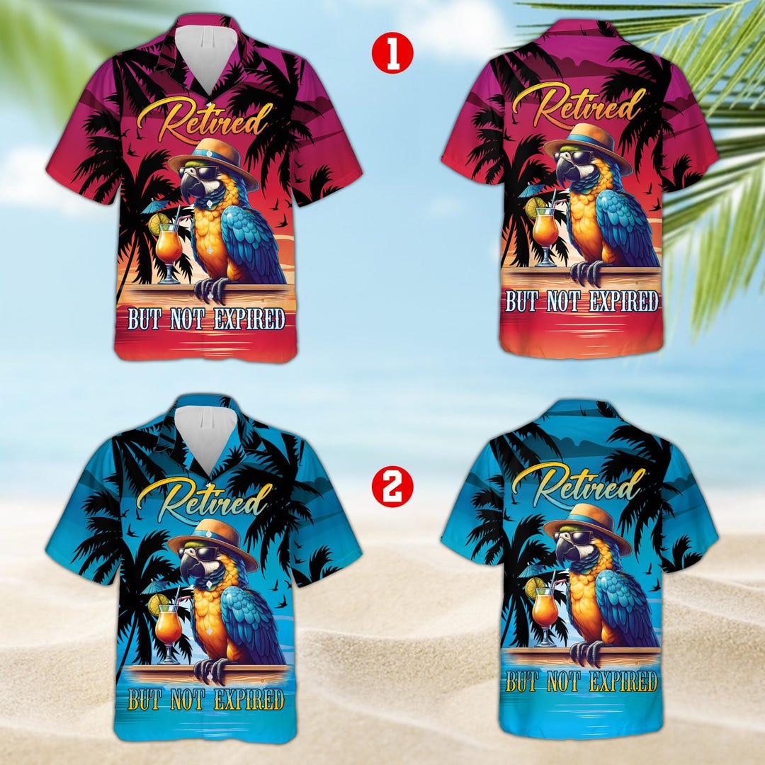 Funny Parrot Hawaiian Shirt, Retired Beach Vacation Summer Button up ...