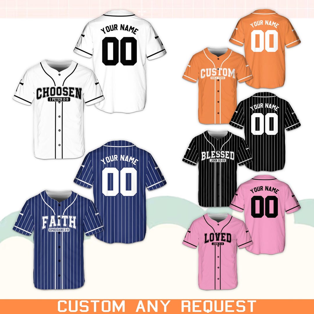 Custom Bible Verse Baseball Jersey, Personalized Name Number Christian ...