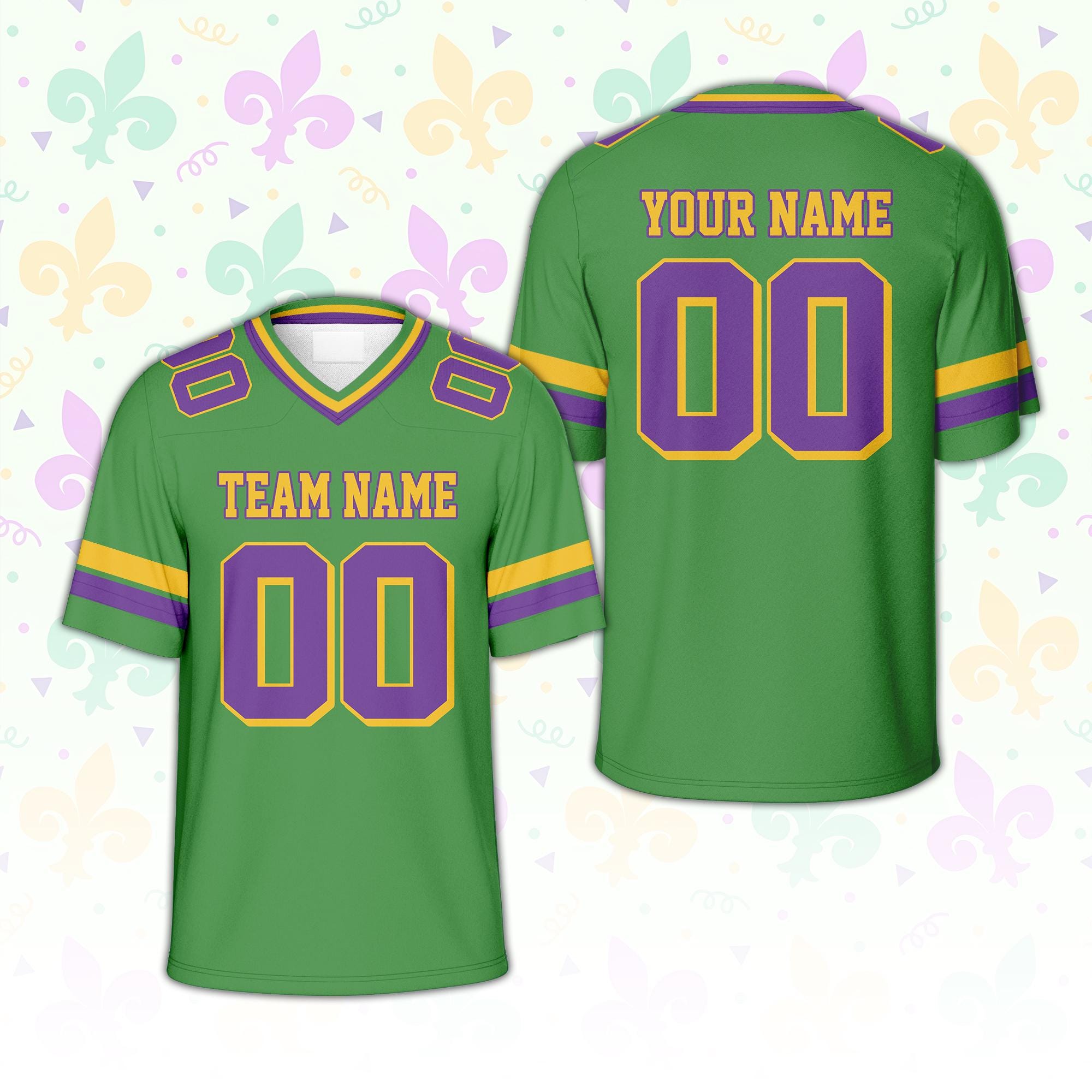 Personalized Mardi Gras Football Team Jersey, Custom Name Number Fat ...