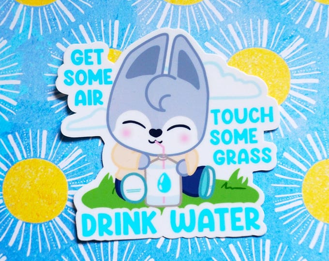 Bang Chan Wolf Chan Touch Grass Vinyl Sticker - Etsy