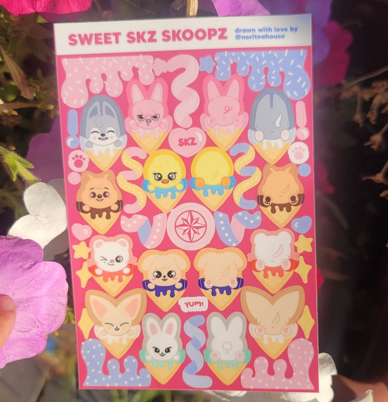 Stray Kids: SKZOO Ice Cream Scoops Deco Toploader Sticker Sheet - Etsy ...