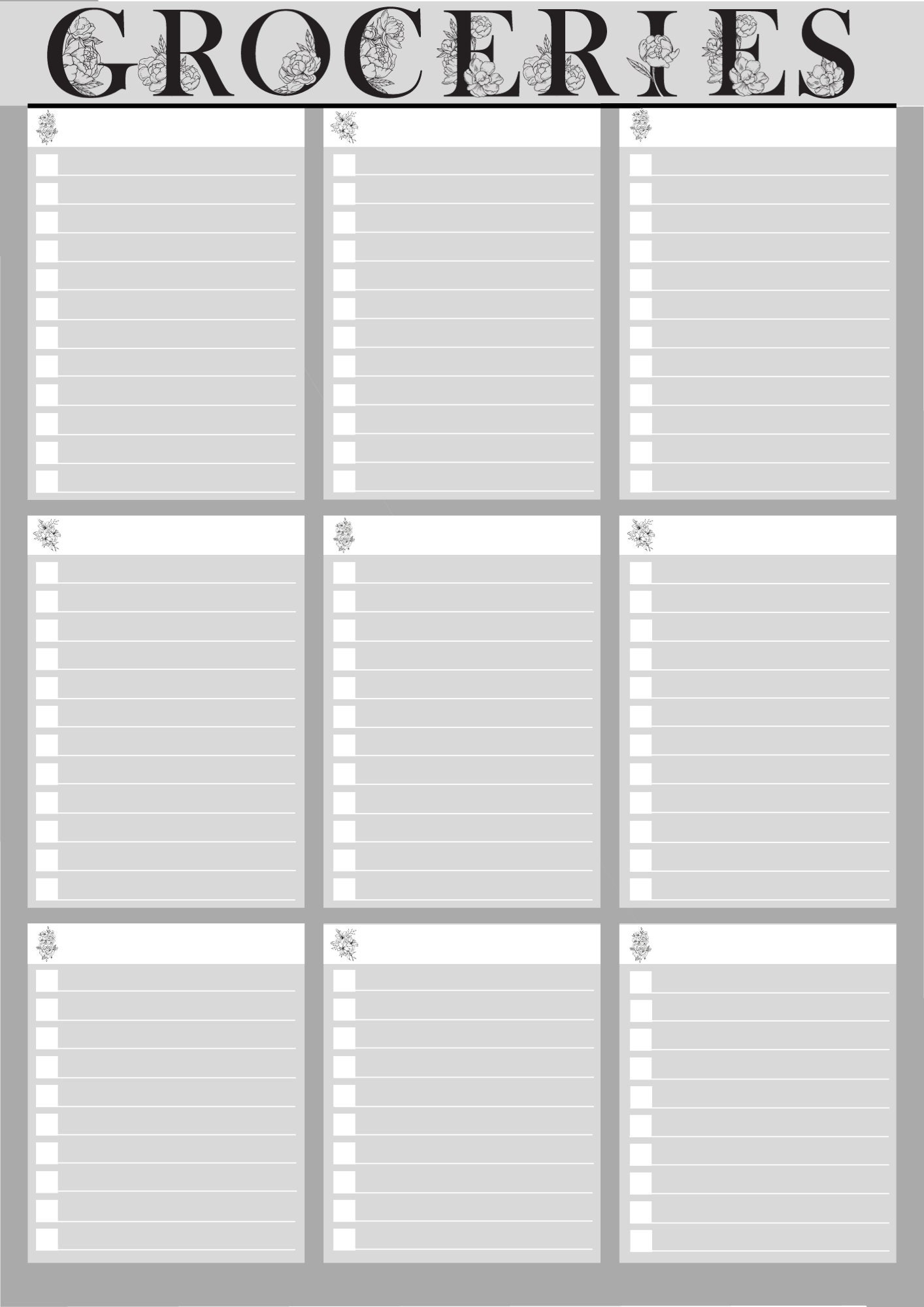 Grocery List Printable Template | Grocery Planner | Food Shopping List ...