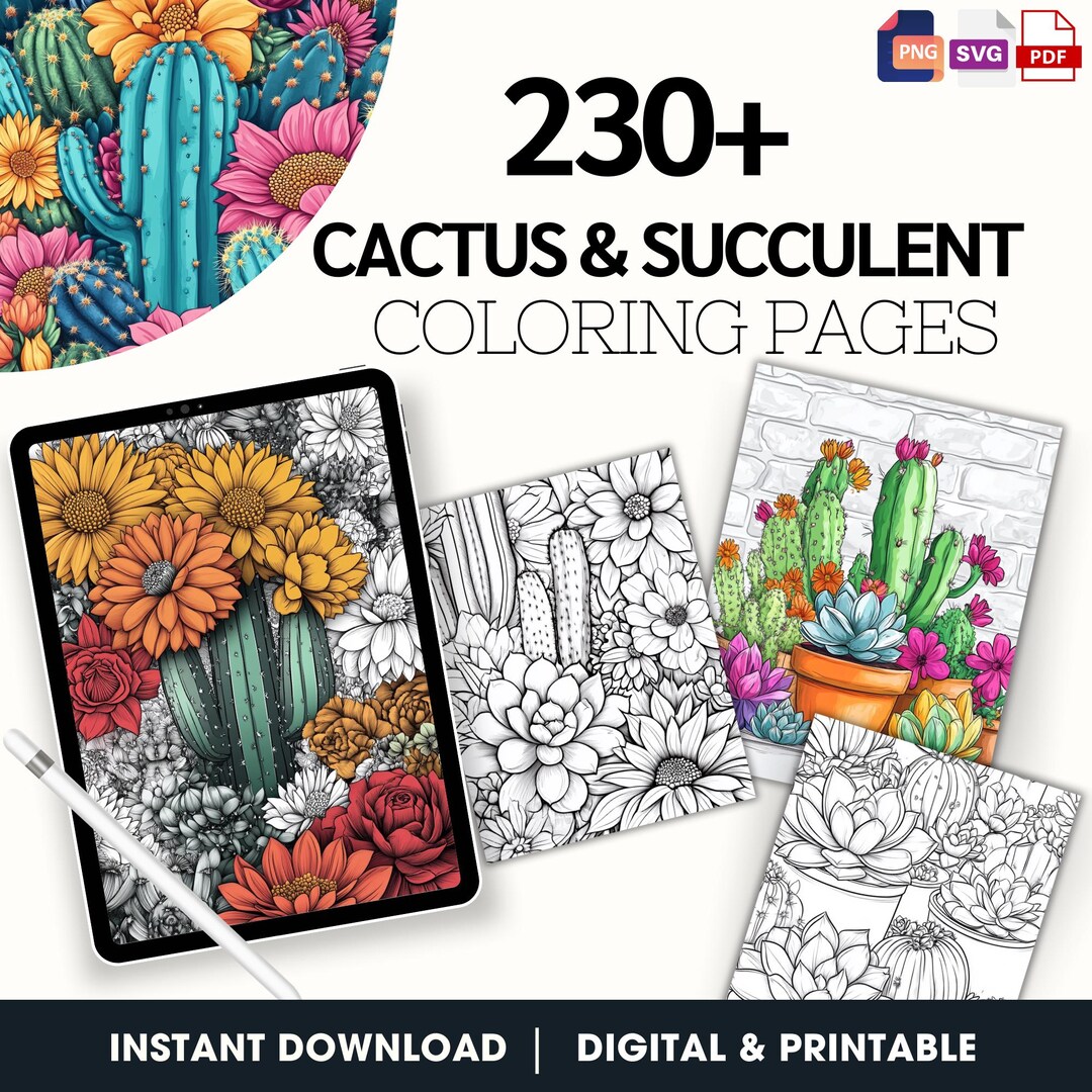 230+ Cactus & Succulent Coloring Pages: Plant-themed Art (digital ...