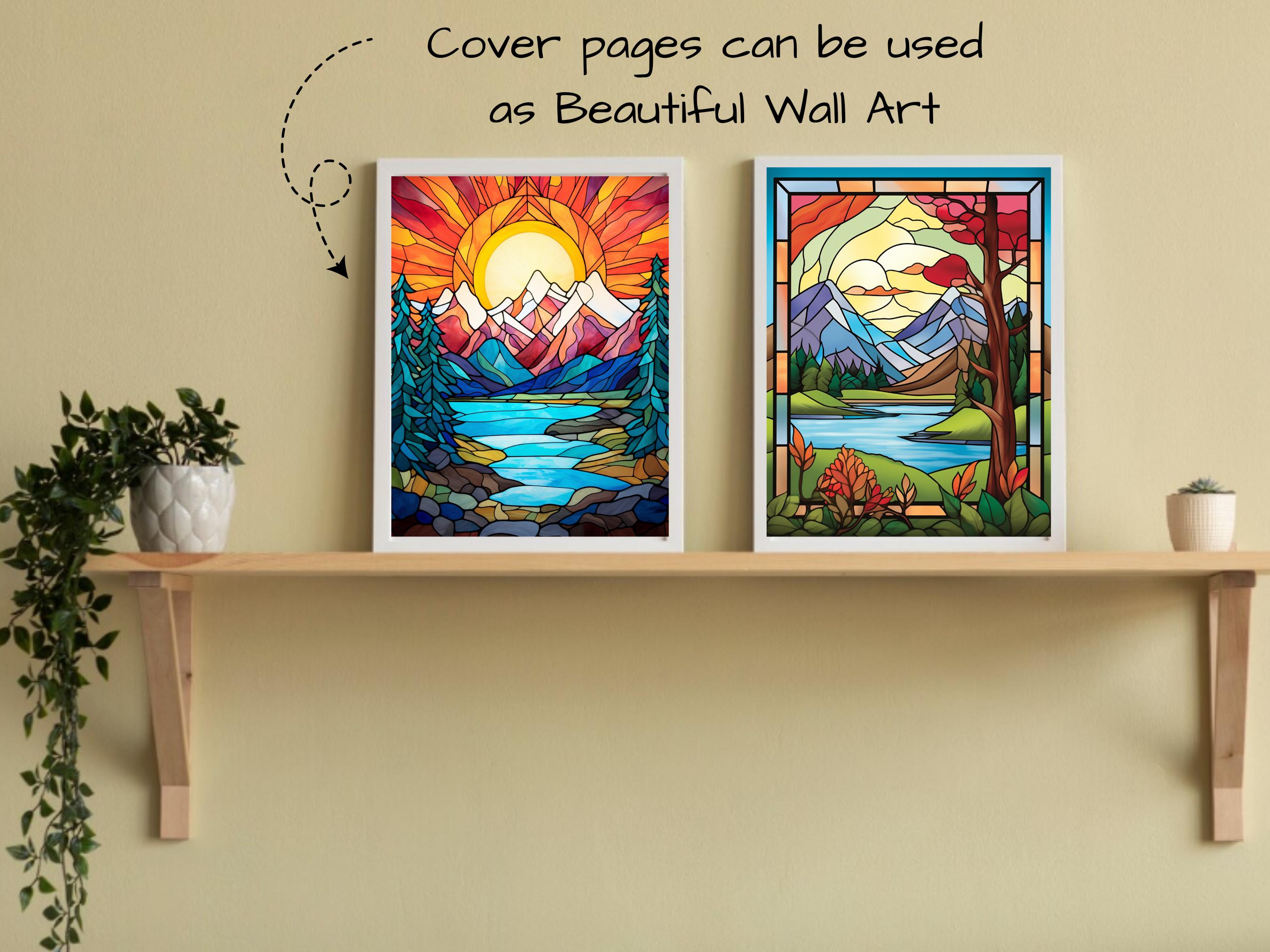 200+ Coloring Landscapes, Stained Glass Coloring Book, Stress Relief ...