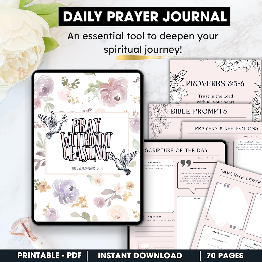 70 Pages Prayer Journal | Christian Daily Devotional Planner | Digital ...