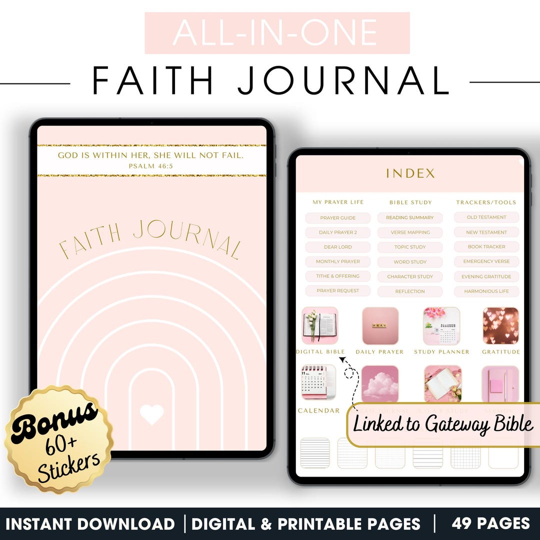 Digital Faith Journal, Bible Study, Prayer, 60+ Stickers (printable PDF ...