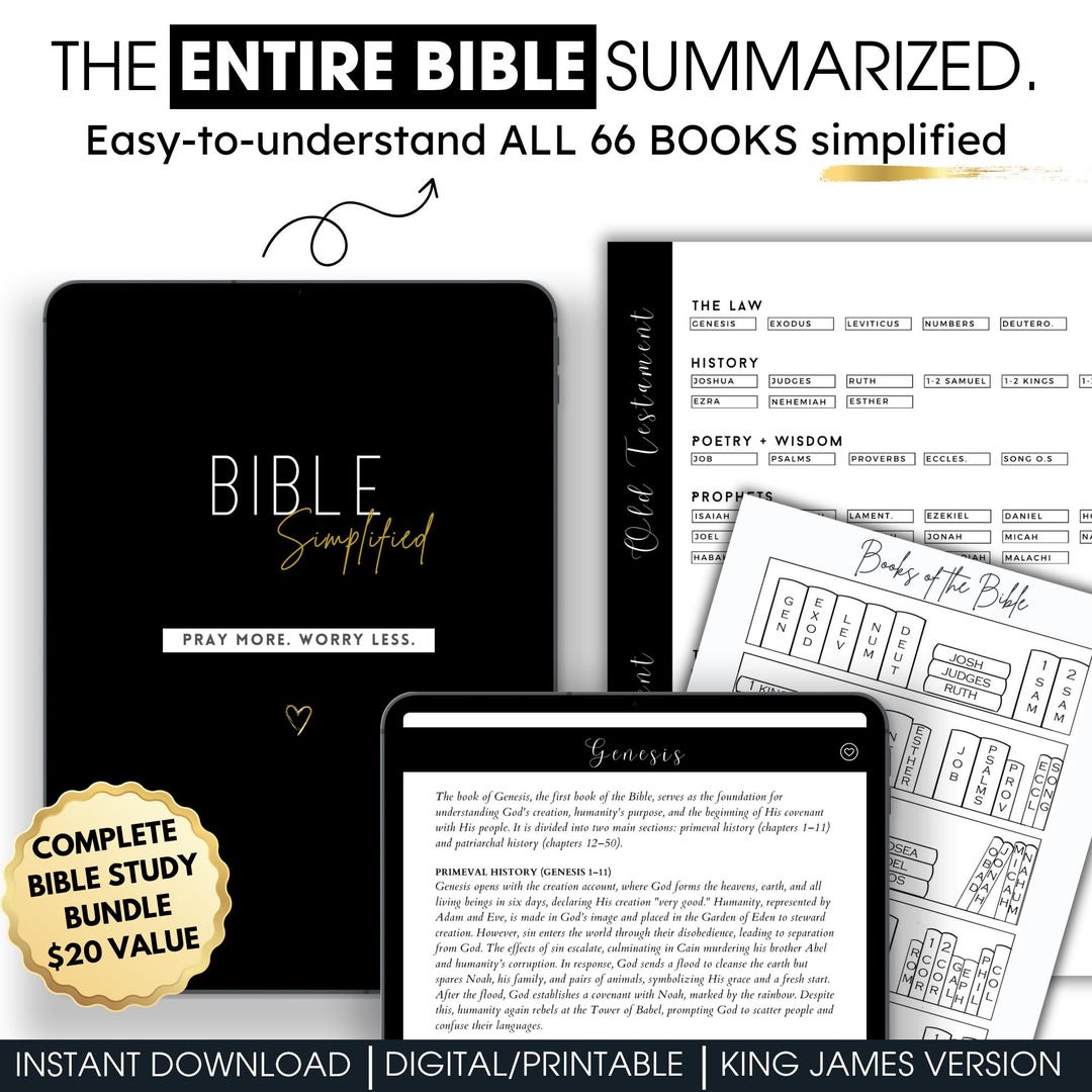 Bible Study Kit: 66 Book Summaries, Prayer Journal (digital & Printable ...