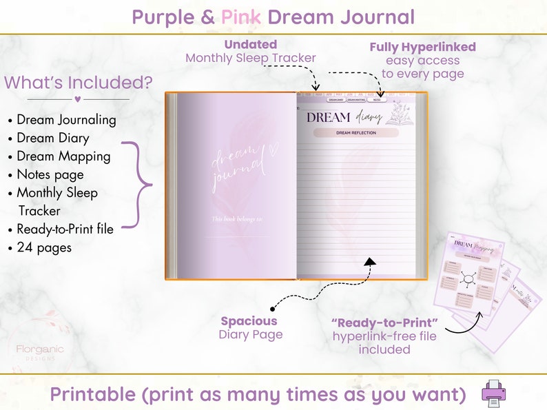Dream Journal, Dream Tracker Printable, Dream Analysis, Dream Diary ...