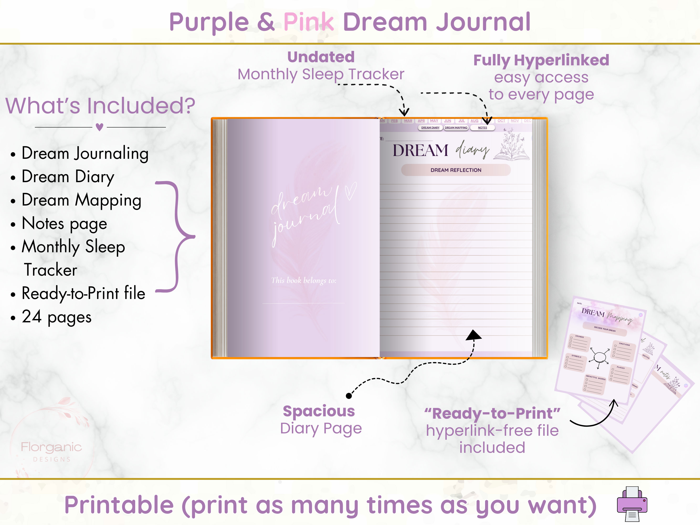 Dream Journal, Dream Tracker Printable, Dream Analysis, Dream Diary ...